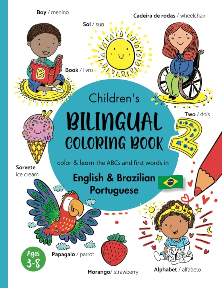 Children's Bilingual Coloring Book - English & Brazilian Portuguese: L ...